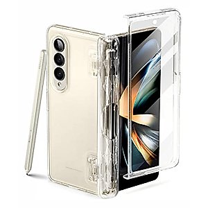 i-Blason Cosmo Series for Samsung Galaxy Z Fold 4 Case with Pen Holder 5G (2022), Stylish Protective Bumper Z Fold 4 Clear Case with Built-in Screen Protector (Clear)