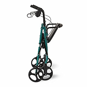 Medline Standard Steel Folding Rollator Walker with 8" Wheels, Supports up to 350 lbs, Green