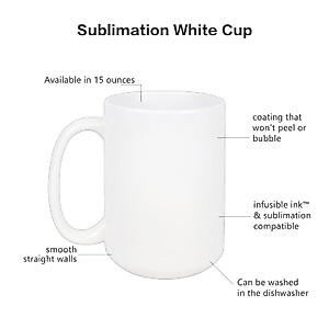 MAIKESUB Sublimation Blank Ceramic Coffee Mugs Set of 6 Pcs White Mugs 15 oz Porcelain Espresso Cups Sublimation Mugs Blank DIY for Coffee Soup Tea Milk Latte Hot Cocoa etc