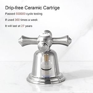 RKF Faucet- Replacement Classic Cross Knobs Handles with Valve Faucet Accessory Faucet Parts Faucet Kit Brushed Nickel W033