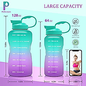 podocarpus Motivational Water Bottle, 1 Gallon Water Bottle, 64 oz Water Bottle, Large Water Bottle, Gallon Water Bottle, Big Water Bottle With Straw, 1/2 Gallon Water Bottle, Half Gallon Water Bottle