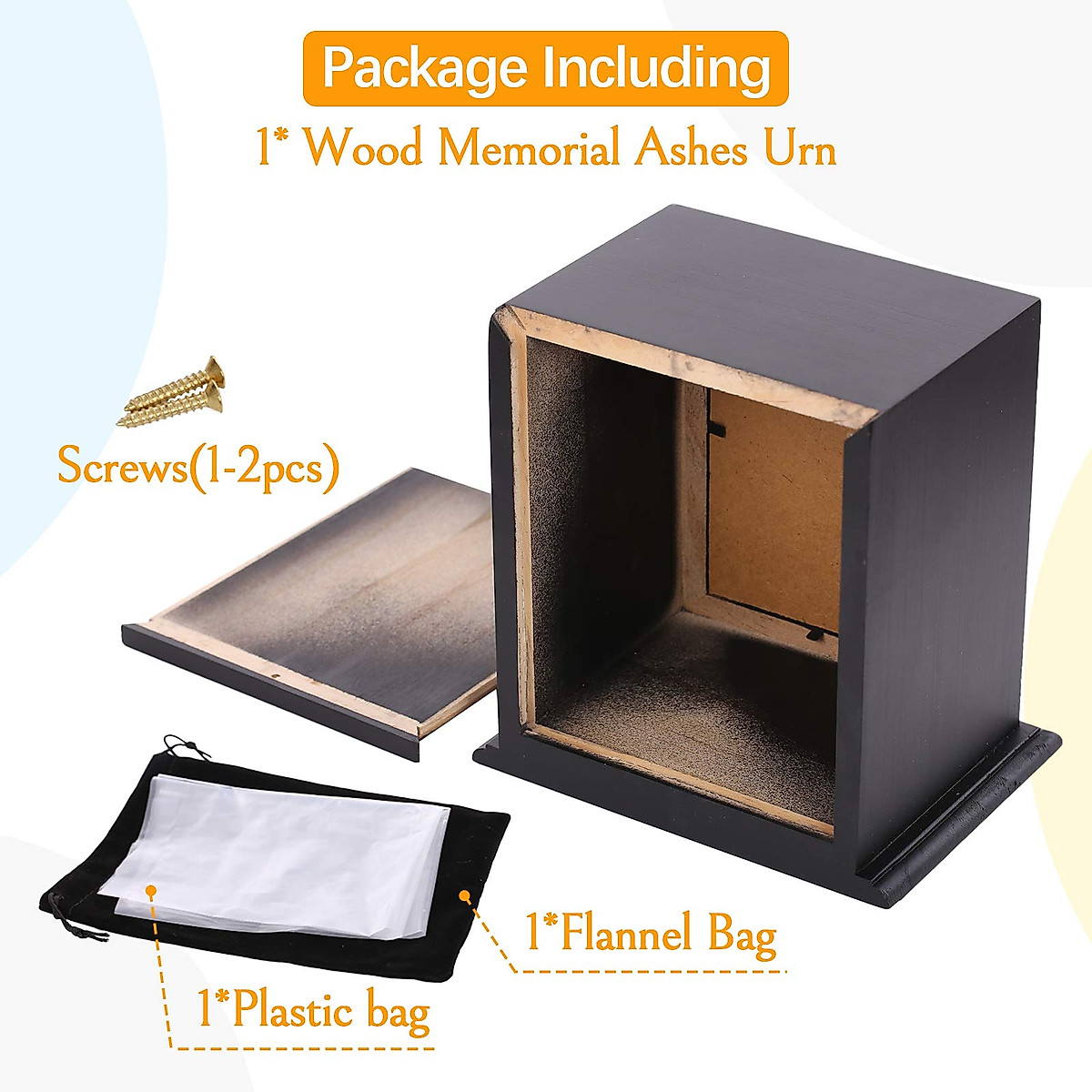 BRKURLEG Pet Wood Memorial Urn for Ashes,Photo Frame Keepsake Box for Cats Dogs,Funerary Caskets Supplies Burly Wood Cremation Urns with Acrylic Glass Photo Protector for Pet Lovers