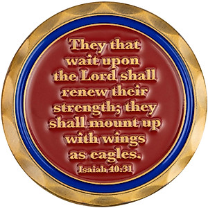Mount Up with Wings as Eagles, Bulk Pack of 10 Christian Coin Tokens, Collectible Religious American Flag Military Challenge Coin Souvenir, Antique Gold-Color Plated Bald Eagle Gift, Isaiah 40:33