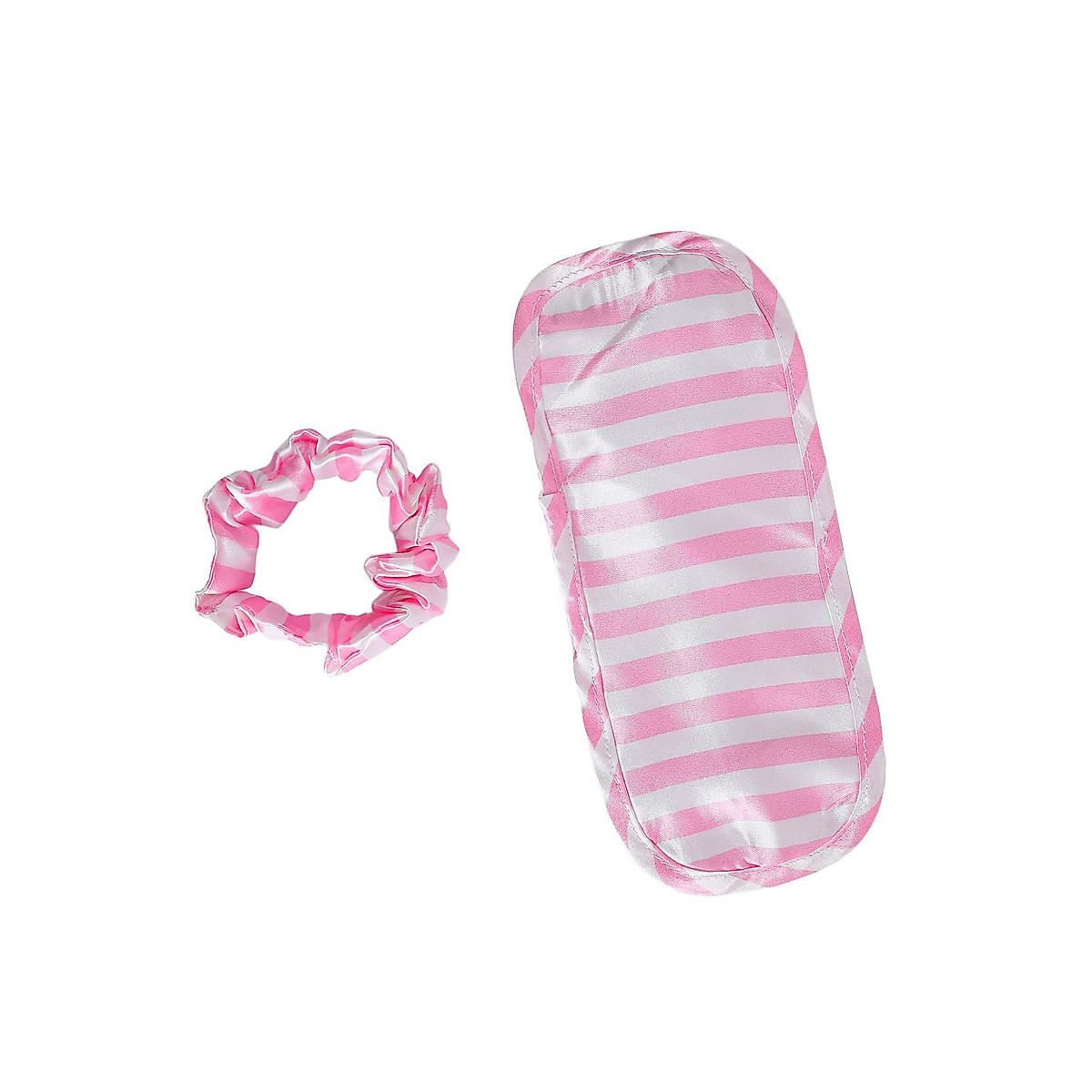 LYANER Women's Pajamas Set 7pcs Silk Satin Sleepwear Loungewear Cami Shirt Pj Set Striped Pink Medium