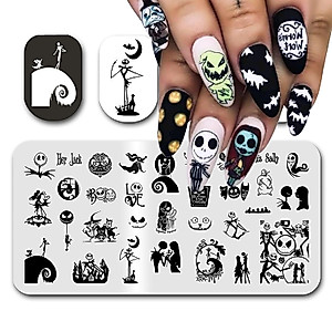 Halloween Nail Stamping Plate Nightmare Christmas Nails Stamping Kit The Day of Dead Ghost Holiday Nail Stamping Plate Halloween Nail Stamper Kit for Women Girls DIY Salon