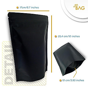 100PCS Matte-Metallized Black Stand-Up Pouch Resealable Bags (17x25cm (6.7x10"))