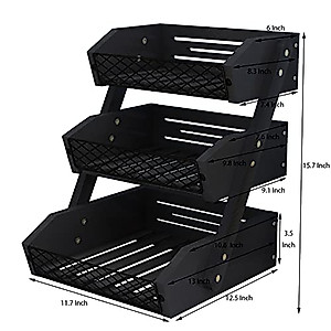 Dorhors 3 Tier Fruit Basket for Kitchen,Fruit Bowl for Kitchen Counter,Wood Fruit Holder for Kitchen Countertop,Black