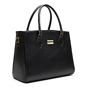 L.A Bags Genuine Leather Tote Bag for Women - Shoulder Crossbody Handbags & Purses with Detachable Adjustable Strap & Zipper Pocket for Work