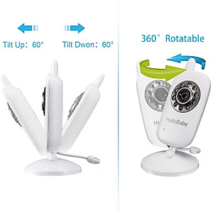 Hello Baby Wireless Video Baby Monitor with Digital Camera HB24, Night Vision Temperature Monitoring & 2 Way Talkback System, White