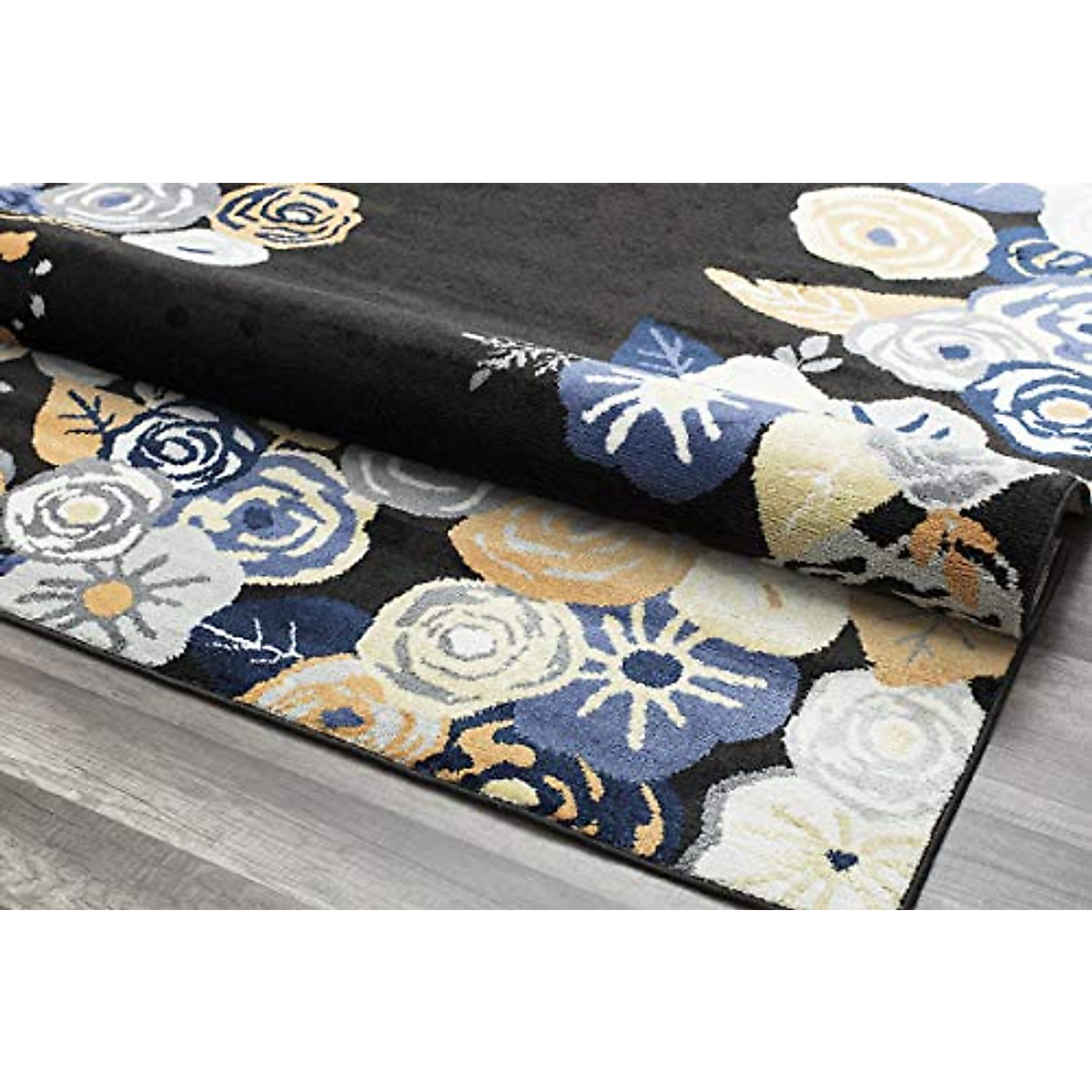 Rugs America Black & Multi Blooms Transitional Rug Royal Blossom Golden Onyx VA35A 8'0"X10'0" Area Rug