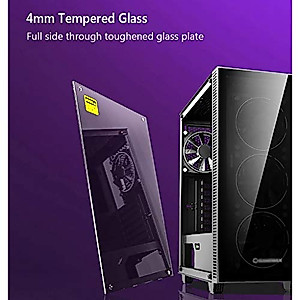 HDYD ATX Case,Mid-Tower PC Gaming Case ATX/M-ATX/ITX - Front I/O USB 3.0 Port - Tempered Glass Side Panel - 6 Fan Position - Support 200mm Fan Installation