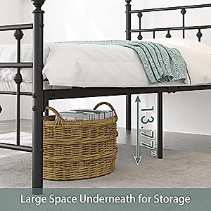 Weehom Metal Twin Bed Frame with Headboard and Footboard Mattress Foundation Heavy Duty Bed Frame Under Bed Storage No Box Spring Needed, Black