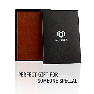 MINVELY A5 Soft Leather Journal Notebook - 100gsm Lined notebook, 12 set of monthly planner, Ivory Pages, Inner CardHolder, Leather Pen Holder, Bookmark | Arrives in luxury Gift Box - Brown