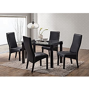 Pilaster Designs Indoor Home Decorative Furniture Eugene 47" Rectangular Dining Table, Cappuccino Wood & Beveled Glass Top