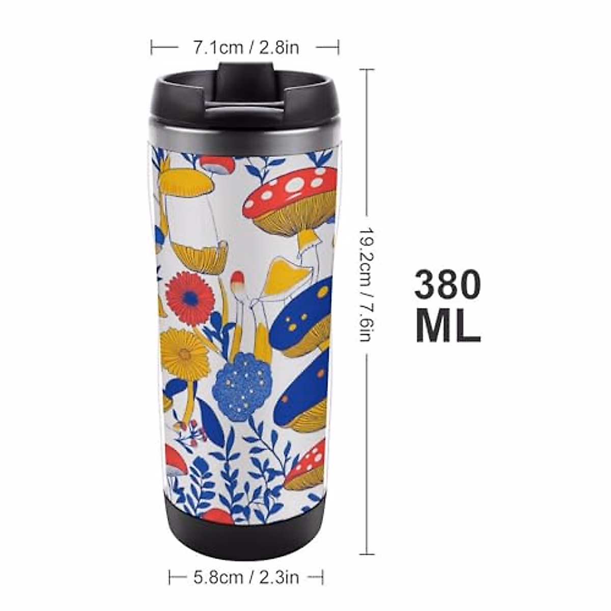 Mushrooms and Flowers Travel Coffee Mug Reusable Insulated Drinking Cup with Lid for Home Outdoor Works 13 Oz