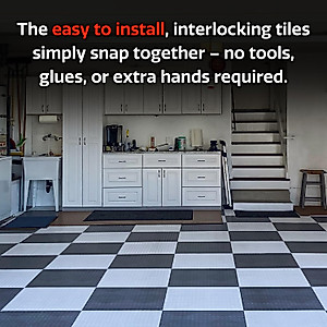 Big Floors GarageDeck Coin Pattern, Durable Copolymer Interlocking Modular Non-Slip Garage Flooring Tile (48 Pack), Black