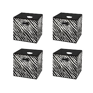Prorighty [4-Pack, Zebra Pattern] Storage Bins, Containers, Boxes, Tote, Baskets|Black&White Collapsible Storage Cubes Nursery Office Organization | 11inch Cubes