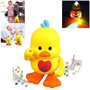Areytrv Dancing Duck - 2023 New Musical Duck Toy, Baby Preschool Educational Learning Toy w/Led Lights & Music, Dancing and Singing Musical Duck for 1+ Year Old Baby Toddler (Yellow)
