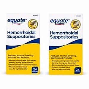 Equate Hemorrhoidal Suppositories 24 Ct by Equate (Pack of 2)