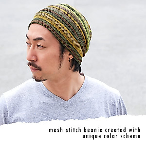 CHARM Men Summer Beanie Knit - Women Hipster Slouchy Hat Boho Street Crochet Fashion Cap Beige