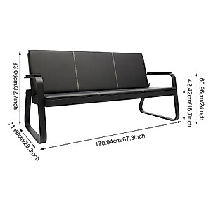 MIMODA Waiting Room Reception Bench, Lobby Reception Chairs with Armrest Office Guest Conference Chairs for Clinic Office Airport Barber Salon Bank, 3 Seat