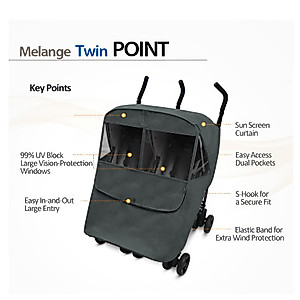 Manito Elegance Alpha Twin Stroller Weather Shield/Rain Cover (Navy)