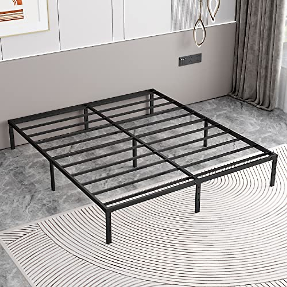 NEW JETO Metal Bed Frame-Simple and Atmospheric Metal Platform Bed Frame, Storage Space Under The Bed Heavy Duty Frame Bed, Durable King Size Bed Frame, Suitable for Bedroom, King