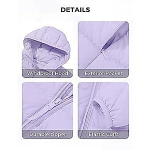 wantdo Women's Hooded Puffer Jacket Packable Winter Coat(Lavender, Small)