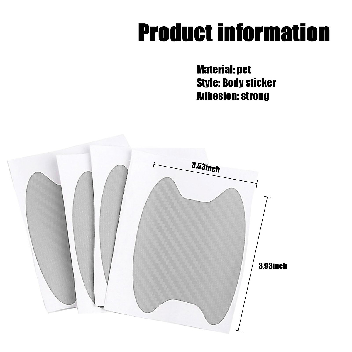 Crynod 4 PCS Car Door Bowl Protector, 3.38" x 2.67" Carbon Fiber Pattern Handle Interior Anti-Scratch Film, Universal Body Decoration Accessory, Product Compatible with Most Car Models (Silver)