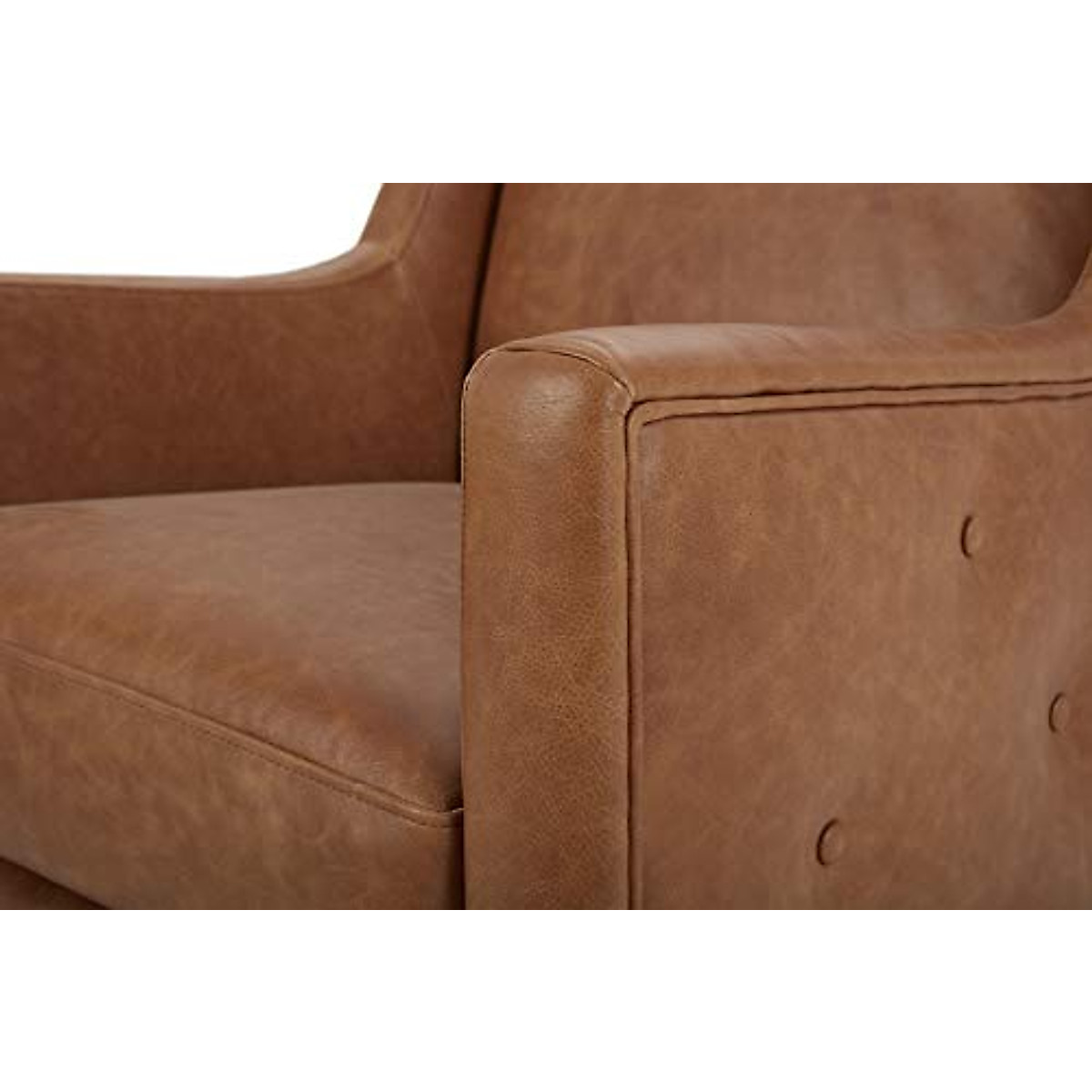 Amazon Brand – Stone & Beam Rosewood Button-Tufted Leather Wingback Accent Chair, 30"W, Cognac