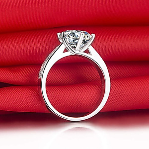 LONAGO Brilliant 1.5CT Real Moissanite Diamond Engagement Ring Solid 14k White Gold Wedding Anniversary Ring