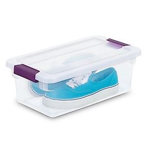 Sterilite 6 Qt ClearView Latch Storage Box Stackable Bin with Latching Lid, Plastic Container to Organize Shoes in Closet, Clear (24 Pack)