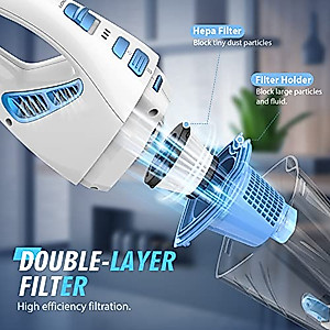 FUOAYOC Handheld Vacuum Cordless, Mini Car Hand Held Vacuum with Powerful Suction, Portable Hand Vacuum Rechargeable with LED Light for Pet Hair Keyboard Dust Office and Home Cleaning