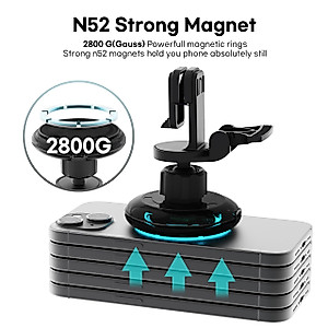 miak for Magsafe Car Mount Charger, Strong Magnet, Wireless 15W Fast Charging Music Reactive LED Car Stand