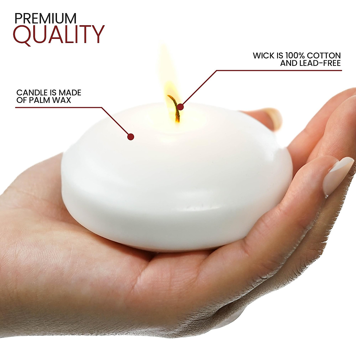 Stock Your Home 24 Count 3" Inch Floating Candles Bulk Set with 10 Hour Burn Time, White Unscented Wax Discs for Cylinder Vases, Centerpieces at Wedding, Party, Pool, Holiday