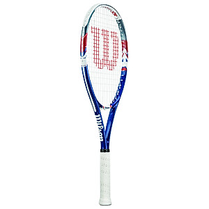 Wilson US Open Adult Recreational Tennis Racket - Grip Size 3 - 4 3/8", Red/White/Blue