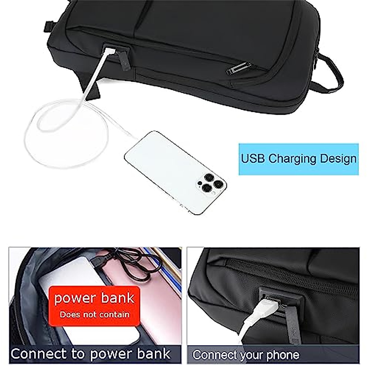 AUGUR Business Slim Backpack for Men Women 15.6 inch Water Resistant Laptop Backpack with USB Charger Computer Notebooks Lightweight Small Backpacks For Travel/Business/Work