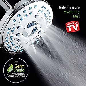 AquaCare As-Seen-On-TV High Pressure 6-setting 6 inch Rainfall Shower Head with Special Hygienic Anti-clog Nozzles for Cleaner, More Powerful Shower! Top American Brand/All Chrome Finish