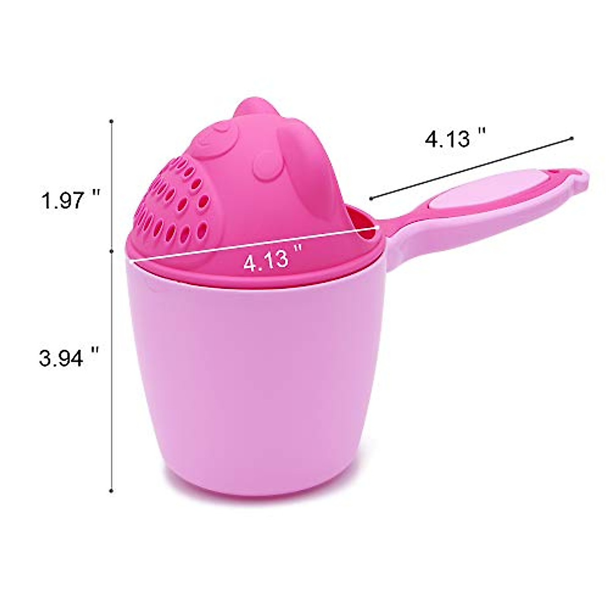 Baby Dippers Bath Rinse Cup Shampoo Rinser Shower Sprinkler Spoon Bathroom Accessories for Baby Tub (Pink)