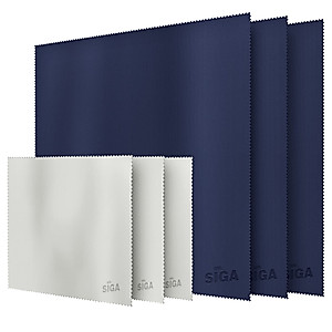MR.SIGA Premium Microfiber Cleaning Cloths for Lens, Eyeglasses, TV Screens, Tablets and Silver Porcelain Polishing, 3 Pack in Navy with 16 x 16 inch, 3 Pack in Gray with 6 x 7 inch