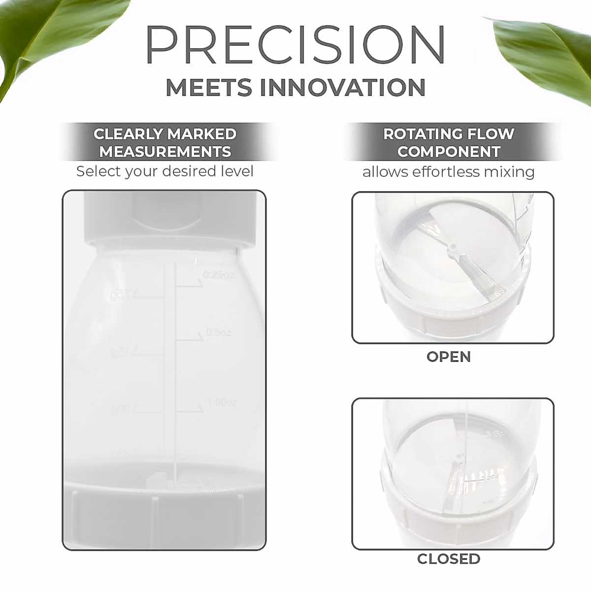 Sensible Creations Re-Fill Powder Container to-Go, 2-Compartment Powder Travel Dispenser with Measurements - Powder Container for Protein Powder or Pre-Workout to use On-The-Go (White)