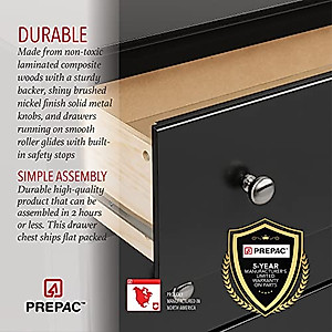 Prepac Sonoma 5-Drawer Chest for Bedroom, 16" D x 31.5" W x 45.25" H, Black