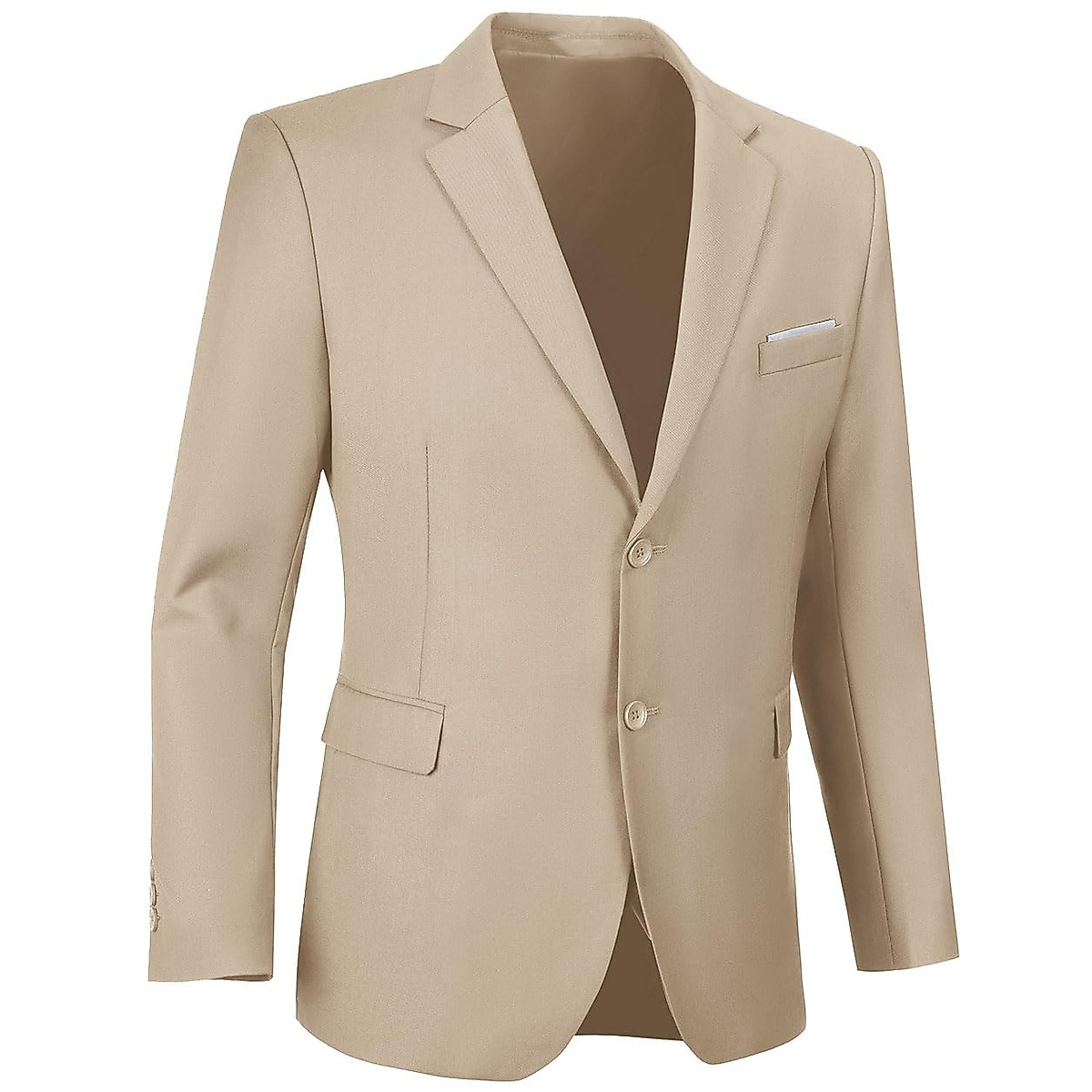 Men's Suit Jacket Casual Sport Coats Lightweight Party Champagne Slim Fit Blazer Groomsmen Coat Two Button Tuxedo Suits L