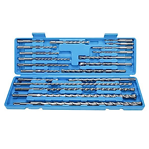 SDS Plus Rotary Hammer Drill Bits 20pcs SDS+ Carbide Tip Concrete Masonry Hole Tools with Storage Case Drill Bits Size Range 3/16"~13/16"