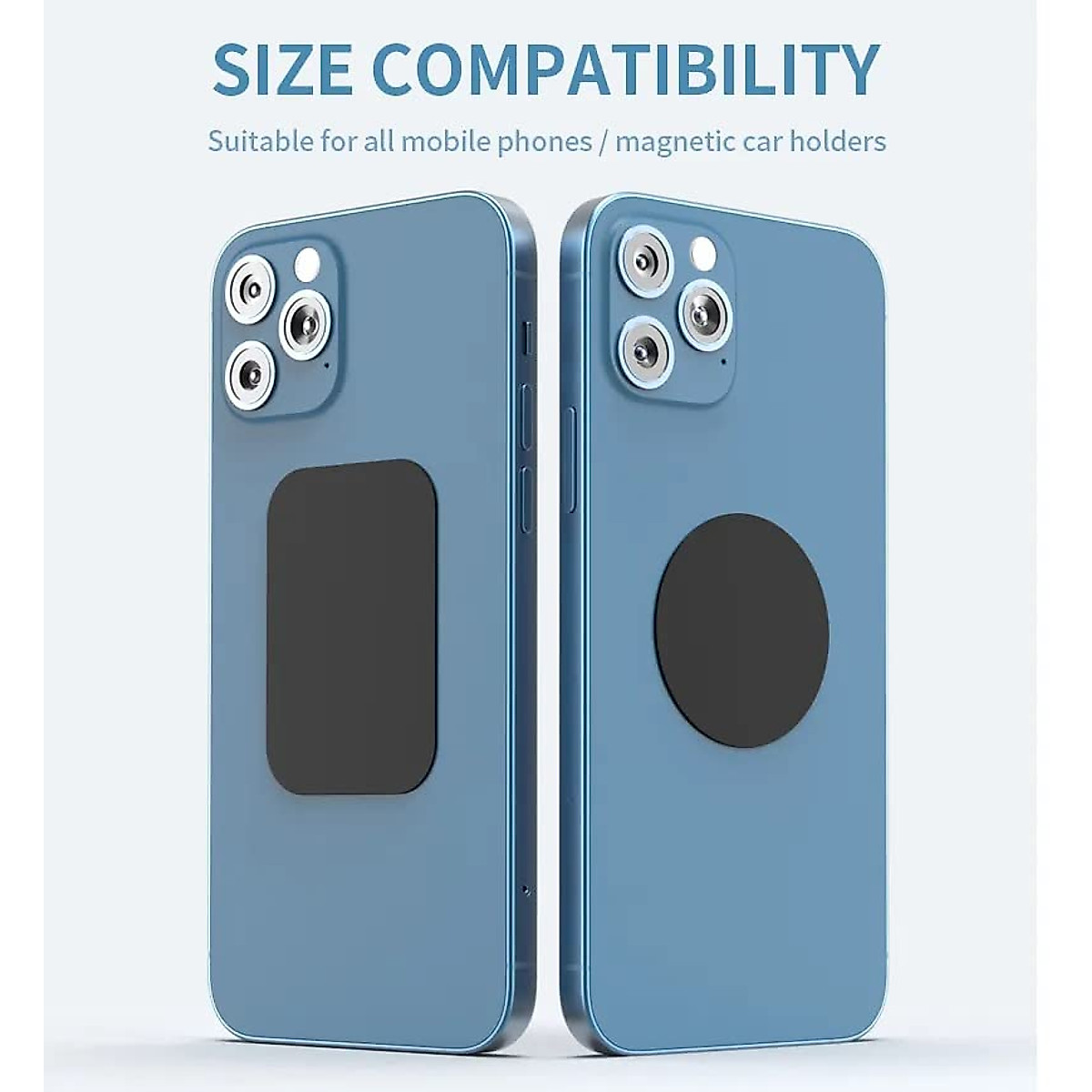 Replacement Metal Plates Set 16 Pack for Magnetic Car Mount. Kit of 16 Magnets for Back of Phone Case. Black Rectangular Iron Stickers Without Holes Discs. 3M Adhesive Backing Steel Sheets.