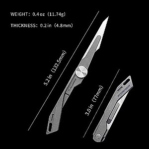 TITANER Titanium EDC Folding Small Pocket Scalpel Knife,Utility Knife,Craft Exacto Knife Blades Suitable for Pedicure, Fishing, Skinning, Fine Cutting (Falcon 2.0)