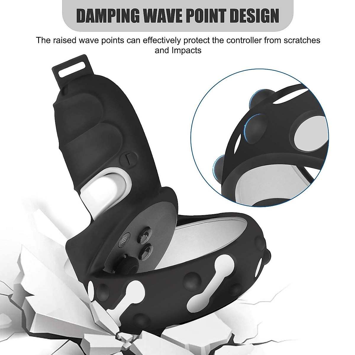 Eyglo Touch Controller Grip Cover & Face Silicone Cover for Oculus/Meta Quest 2,Anti-Throw,Sweatproof Protective Covers