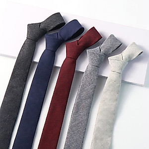 HOULIFE Ties for Men, Solid Mens Tie, Cotton Stripe Skinny Ties for Men, Slim Men’s Neckties for Wedding Party