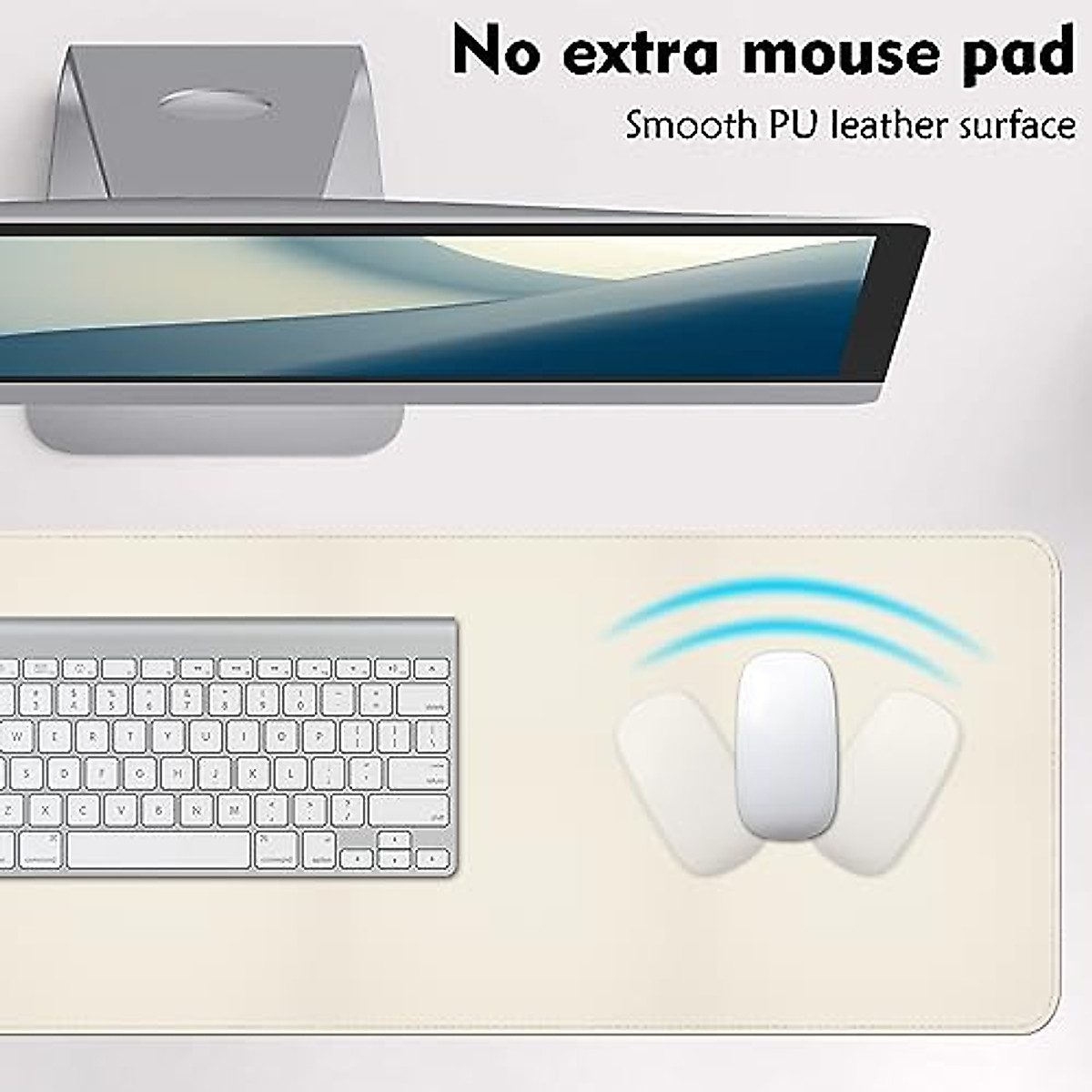 Giecy Desk Mat, Dual-Sided Desk Pad, Large Mouse Pad for Desk, Natural Cork & PU Leather Non-Slip Waterproof Desk Mats for Office and Home (31.5" x 15.7", Beige)