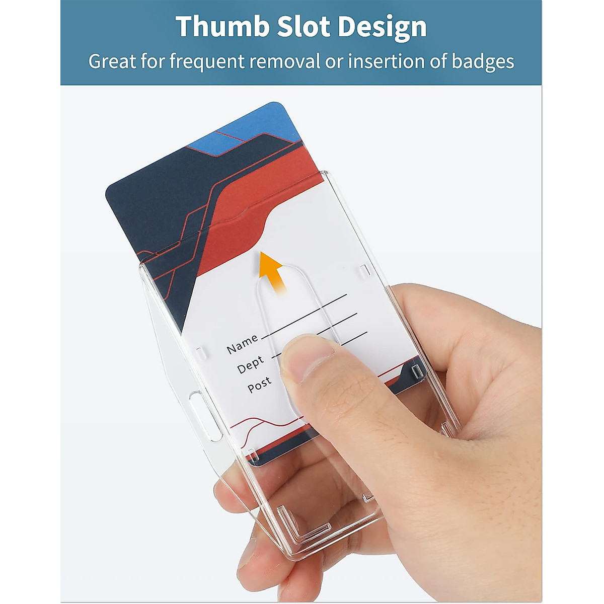 Pawfly 5 Pack Vertical and Horizontal 1-Card Badge Holder with Thumb Slot Single Card Hard Transparent PC Case Protector for Office School ID Credit Card Driver’s License and Pass